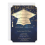 Gold Graduation Cap,Stars Blue Graduation Invitation | Zazzle