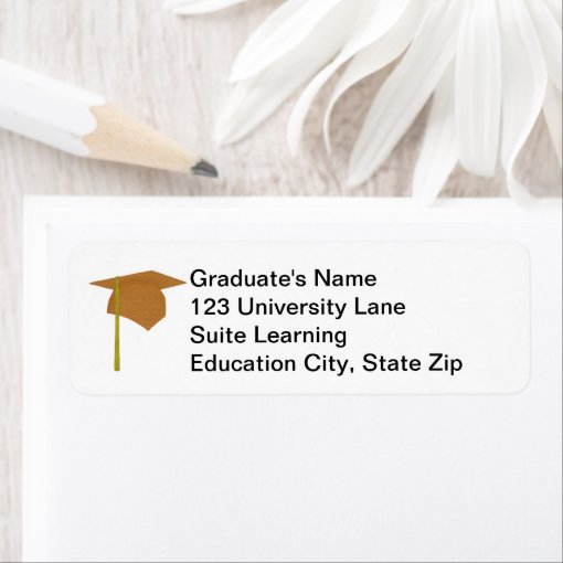 Gold Graduation Cap, Yellow Tassel Address Labels | Zazzle
