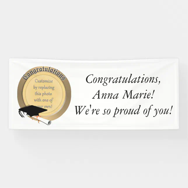 Gold Graduation Circle Photo Frame Banner | Zazzle