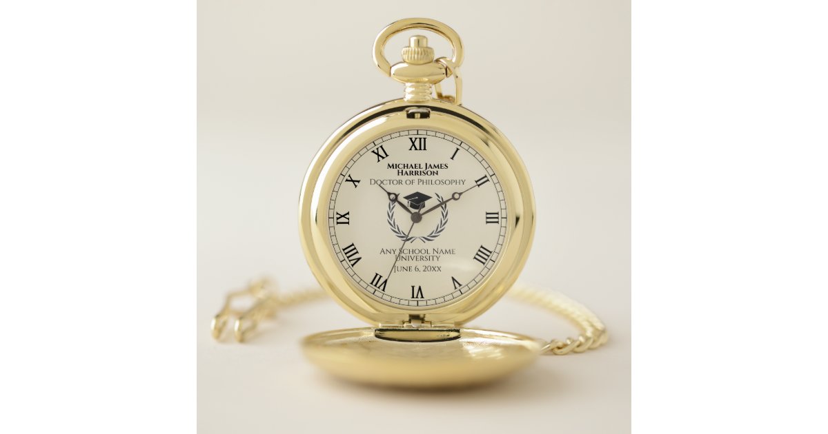 Gold Graduation Commemorative Pocket Watch | Zazzle