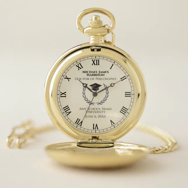 Gold Graduation Commemorative Pocket Watch | Zazzle