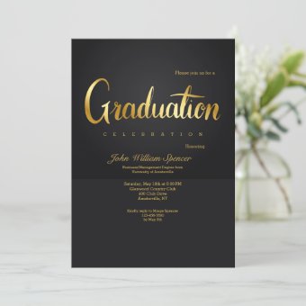 Gold Graduation Lettering Invitation | Zazzle