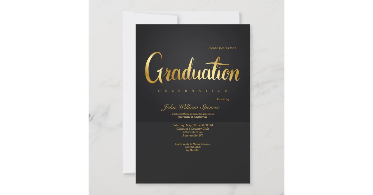 Gold Graduation Lettering Invitation | Zazzle