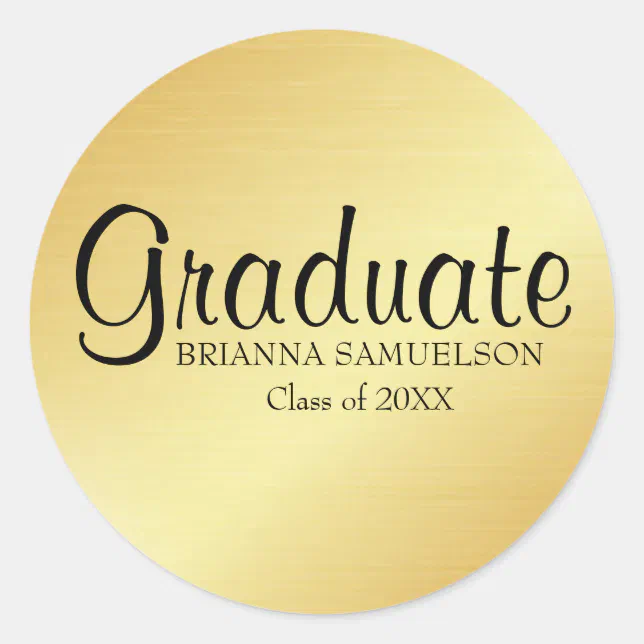 Gold Graduation Sticker with Black Text | Zazzle