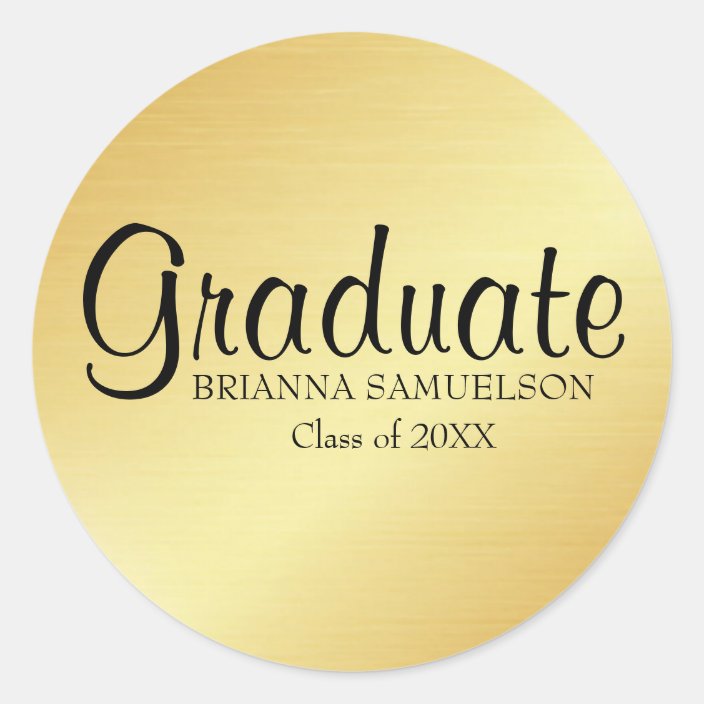 Gold Graduation Sticker with Black Text | Zazzle.com
