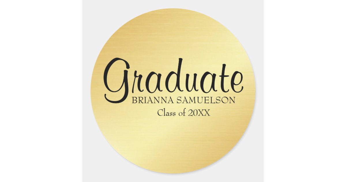 Gold Graduation Sticker with Black Text | Zazzle