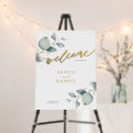 Gold green botanical greenery wedding welcome sign | Zazzle
