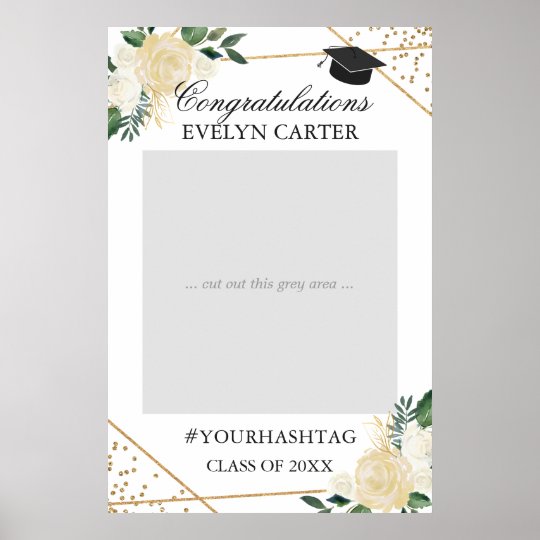 Gold Green Floral Graduation Party Photo Prop Poster | Zazzle.com