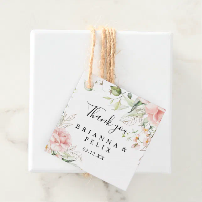 Gold Green Foliage Floral Wedding Favor Tags | Zazzle