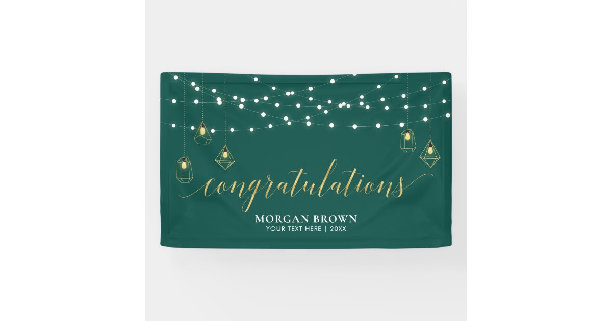 Gold & Green Modern Congratulations Banner | Zazzle