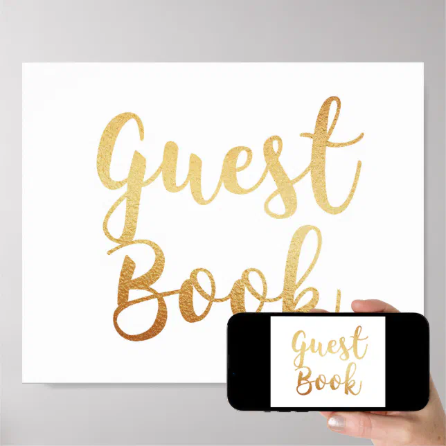 Gold guest book sign. Wedding poster. Foil effect | Zazzle