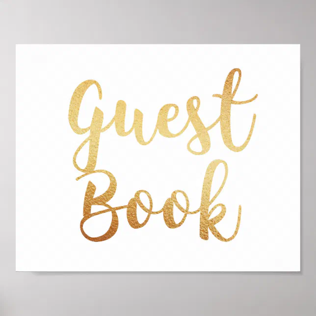 Gold guest book sign. Wedding poster. Foil effect | Zazzle