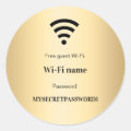 Gold guest customer wifi network password classic round sticker | Zazzle