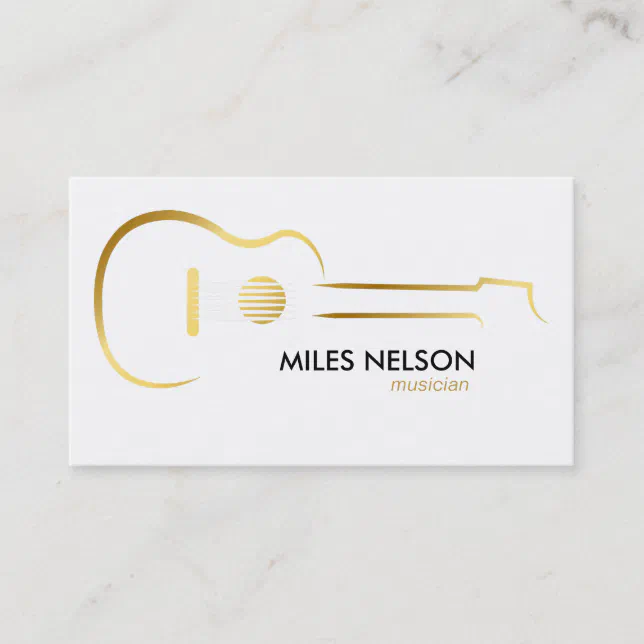 Gold Guitar Modern Logo Illustration Music Business Card | Zazzle