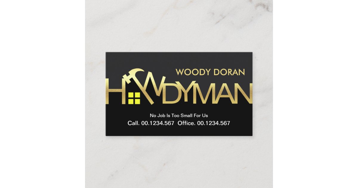 Gold Hammer Handyman Signage Business Card | Zazzle