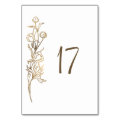 Gold Hand Drawn Delicate Flowers Wedding Table Number | Zazzle