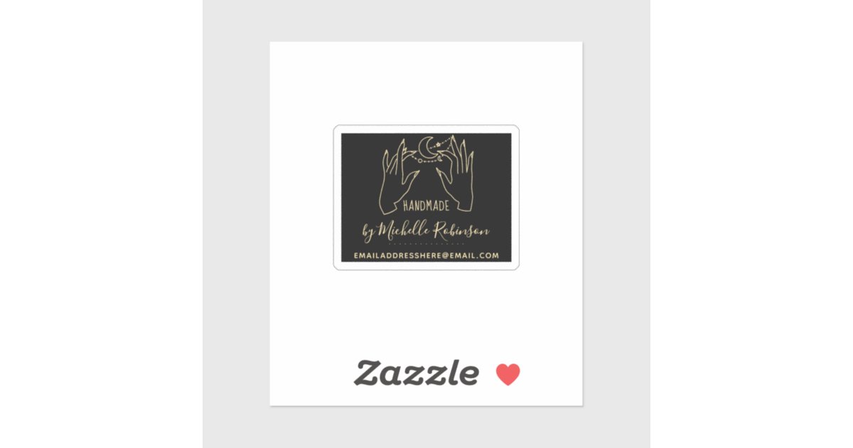 Gold Hand-drawn Moon Handwritten Name Handmade By Sticker | Zazzle