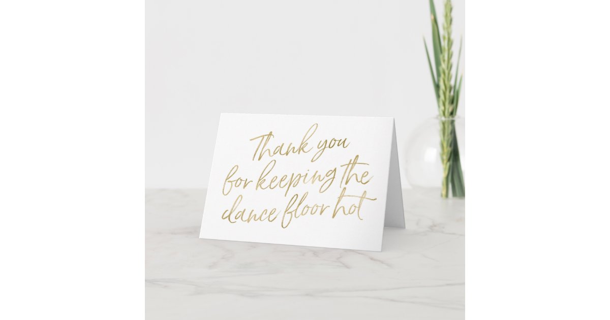 Gold Hand Lettered "Thank you" DJ, Musician, Band Thank You Card | Zazzle