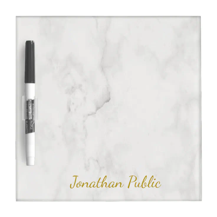 Gold Handwritten Name Marble Template Elegant Dry Erase Board | Zazzle