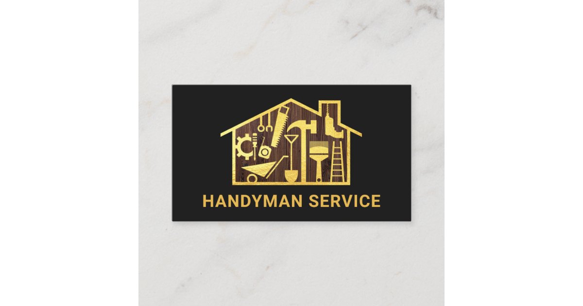 Gold Handyman Building Tools Home Business Card | Zazzle