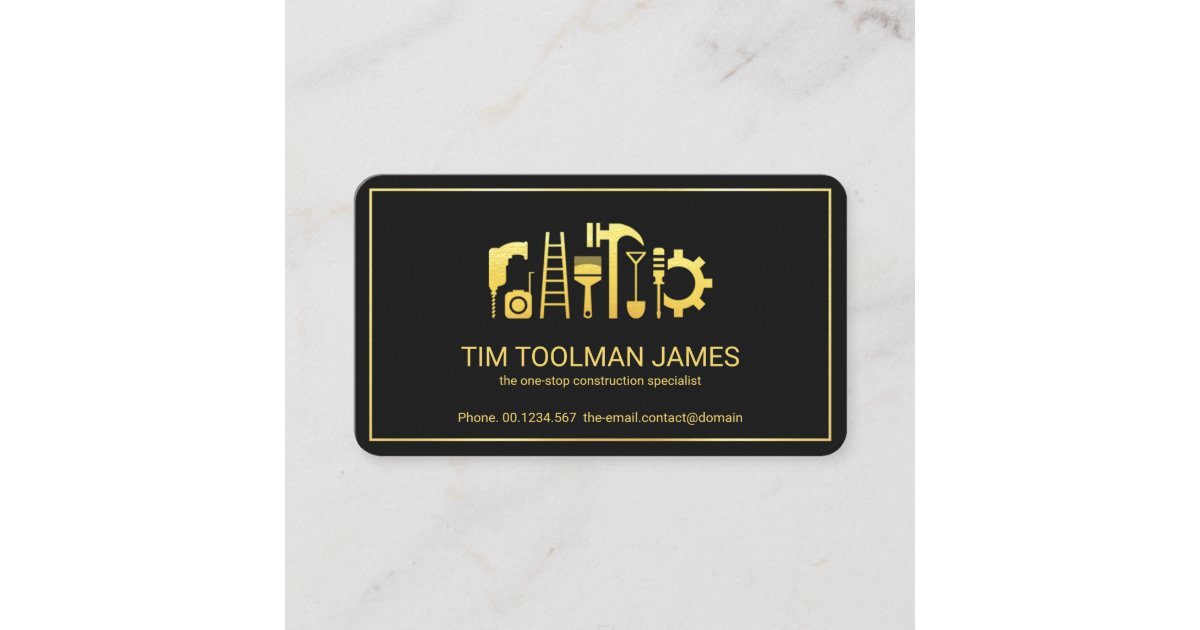 Gold Handyman Tools Frame Contractor Business Card | Zazzle