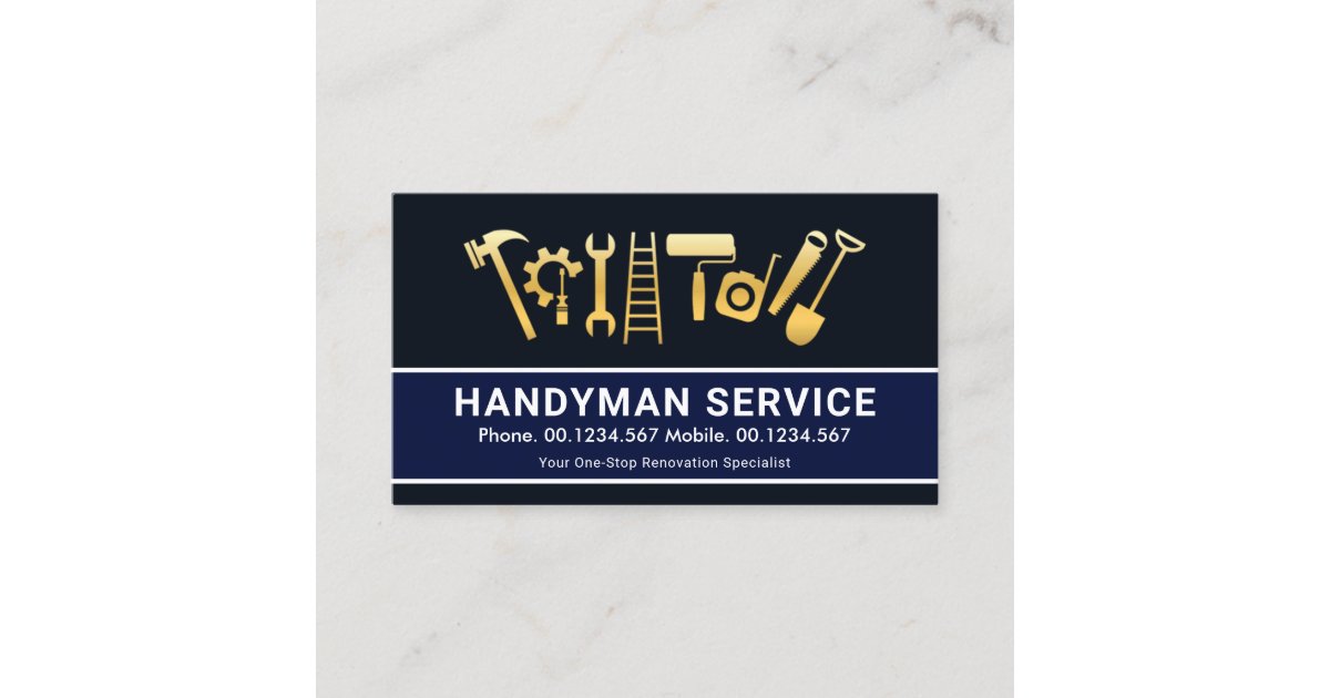 Gold Handyman Tools Home Renovation Remodeling Business Card | Zazzle