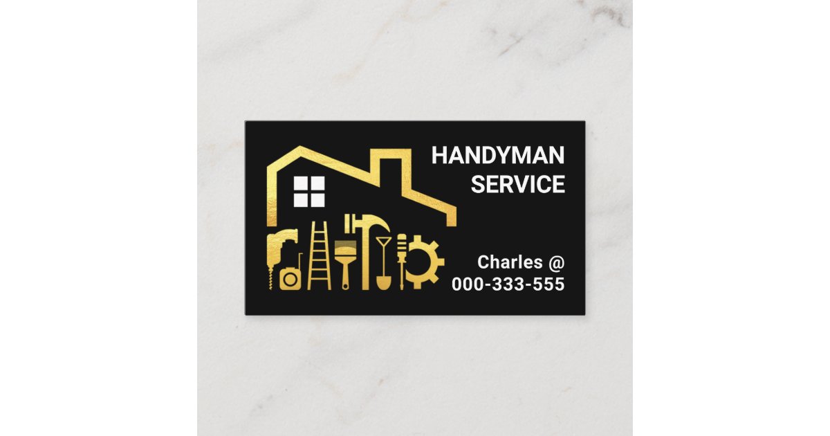 Gold Handyman Tools Home Repair Business Card | Zazzle
