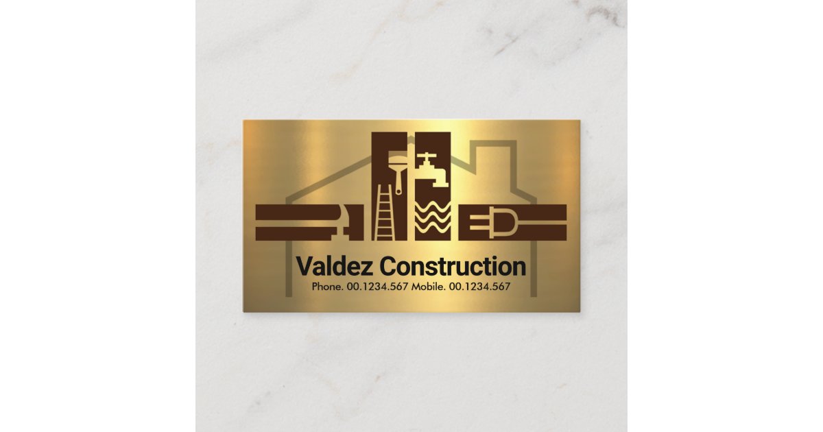 Gold Handyman Tools House Frame Business Card | Zazzle