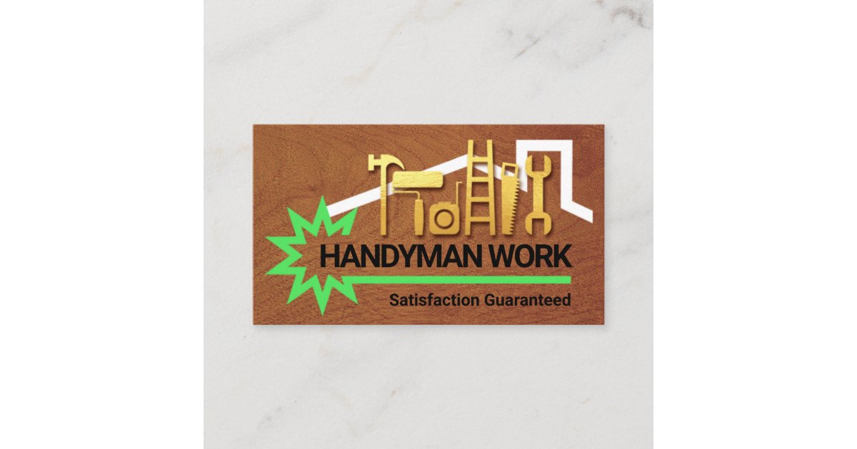 Gold Handyman Tools Roof Star Border Business Card | Zazzle
