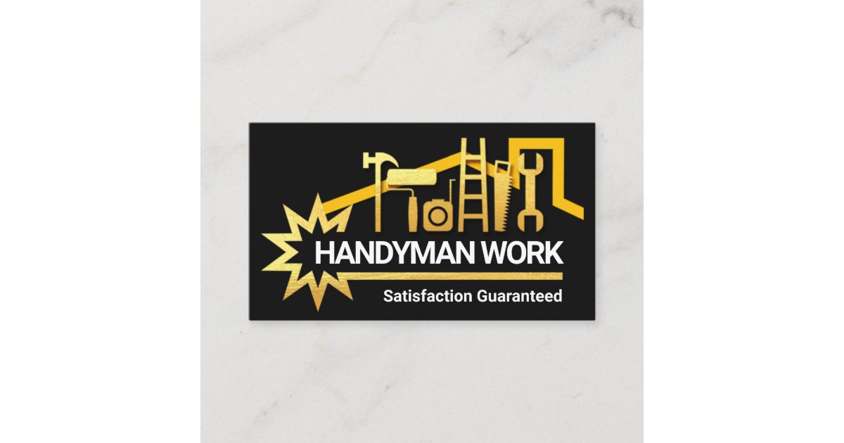 Gold Handyman Tools Roof Star Placard Business Card | Zazzle