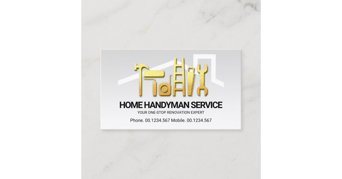 Gold Handyman Tools Rooftop Repairs Business Card | Zazzle