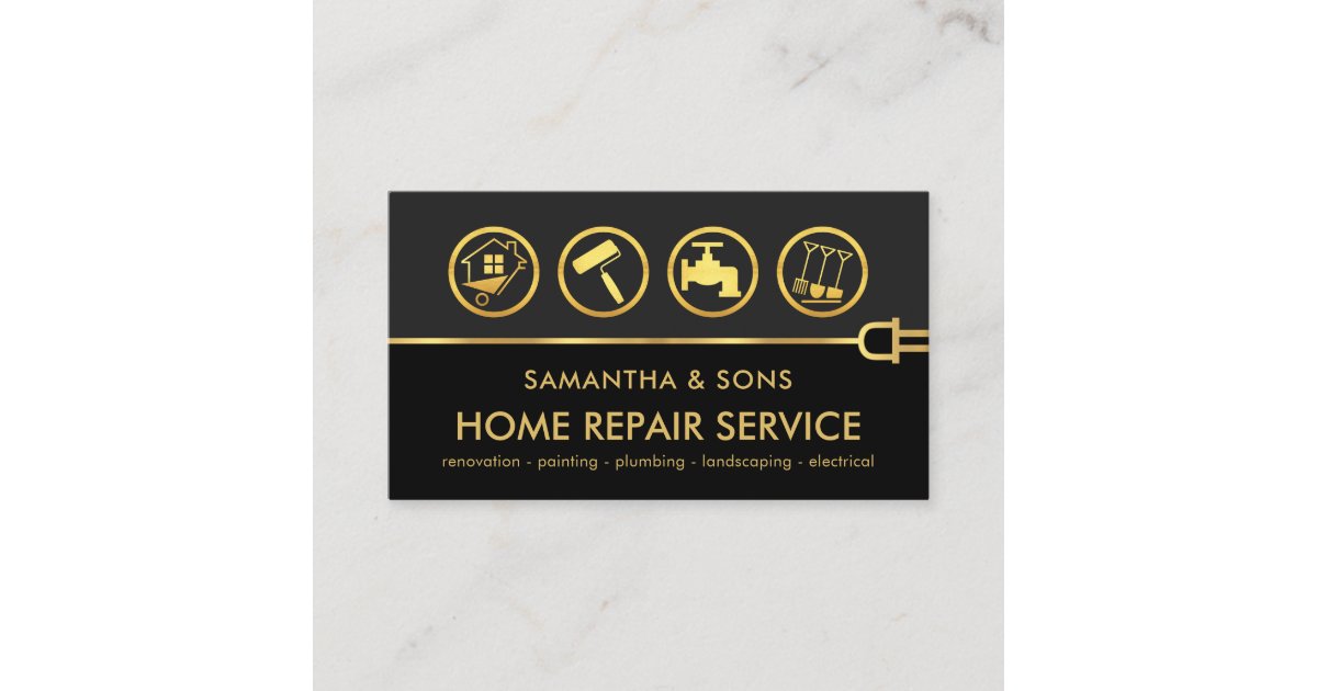 Gold Handyman Tools Special Line Business Card | Zazzle