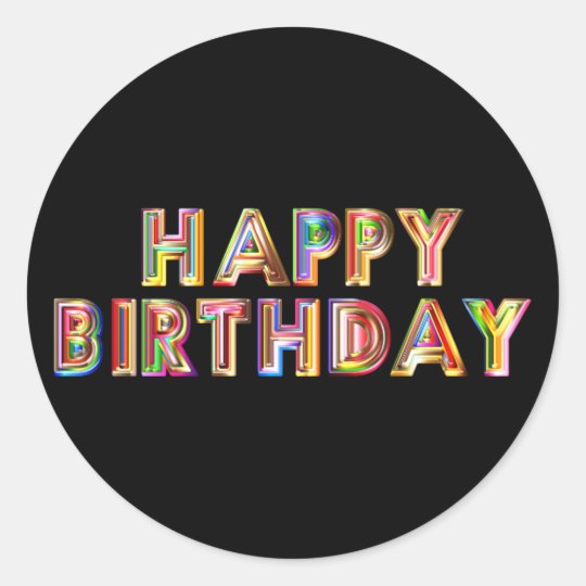 Gold Happy Birthday Classic Round Sticker | Zazzle.com