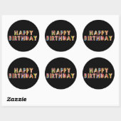 Gold Happy Birthday Classic Round Sticker | Zazzle