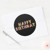 Gold Happy Birthday Classic Round Sticker | Zazzle