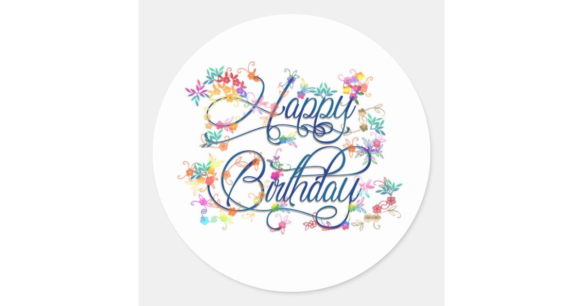 Gold Happy Birthday Classic Round Sticker | Zazzle