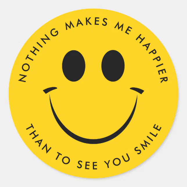 Gold Happy Face Personalized Classic Round Sticker | Zazzle
