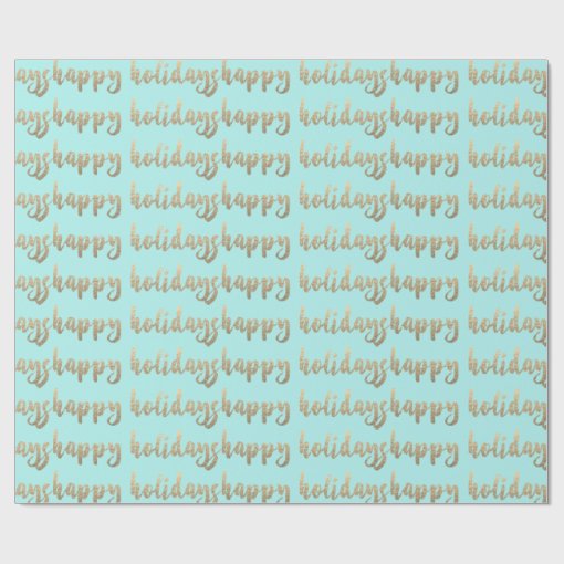 Gold Happy Holidays Script Pastel Mint Tiffany Wrapping Paper | Zazzle