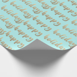Gold Happy Holidays Script Pastel Mint Tiffany Wrapping Paper | Zazzle