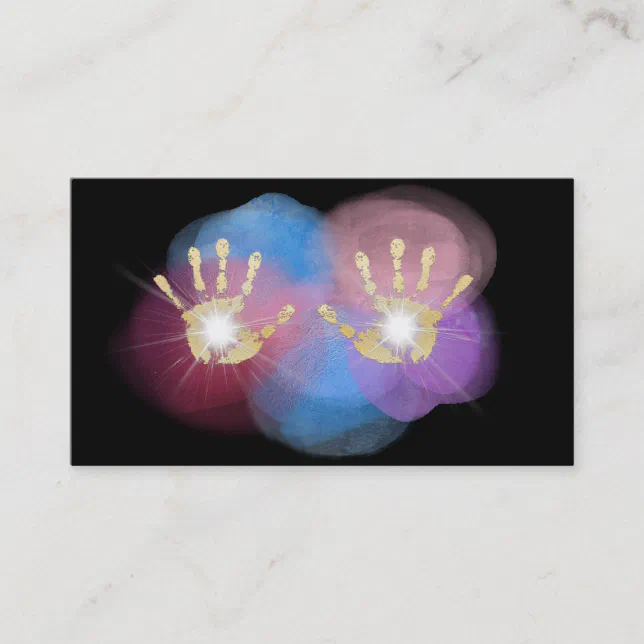Gold Healing Hands Radiating Light Energy Business Card | Zazzle