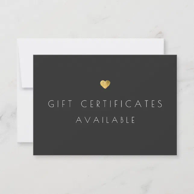 Gold Heart Gift Certificate Promotional Signage | Zazzle