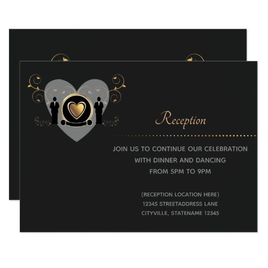 Gold Heart Male Wedding | Reception Card | Zazzle.com