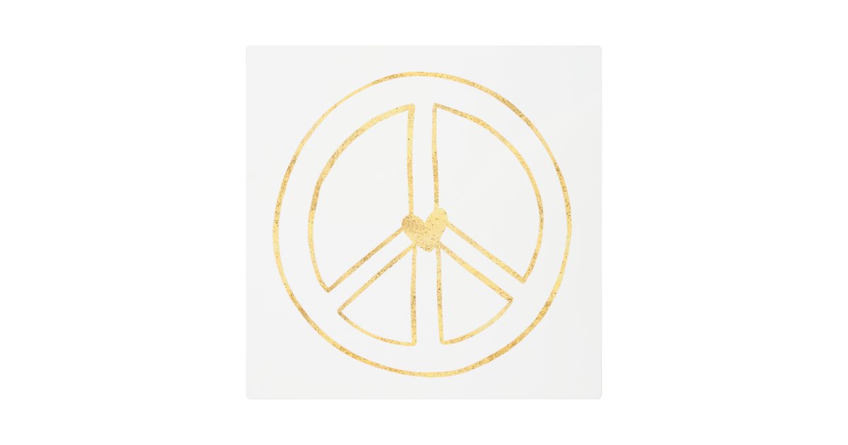 Gold Heart Peace Sign | Zazzle