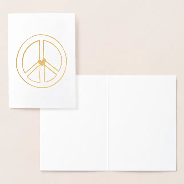 Gold Heart Peace Sign Foil Card | Zazzle