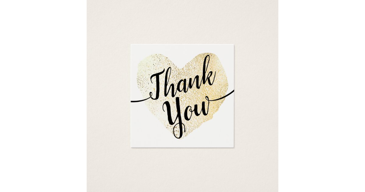 Gold Heart Script Calligraphy Thank You | Zazzle