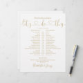 Gold Heart Script Wedding Schedule Timeline | Zazzle