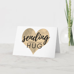 Gold Heart Sending a Socially Distant Hug Card | Zazzle