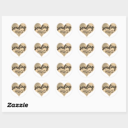 Gold Heart Sending a Socially Distant Hug Classic Round Sticker | Zazzle