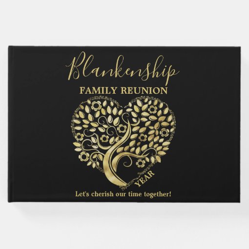Gold Heart Tree Family Reunion Party Essentials Guest Book | Zazzle
