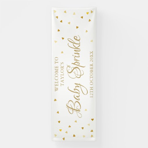 Gold Hearts Baby Sprinkle Shower Welcome Banner | Zazzle
